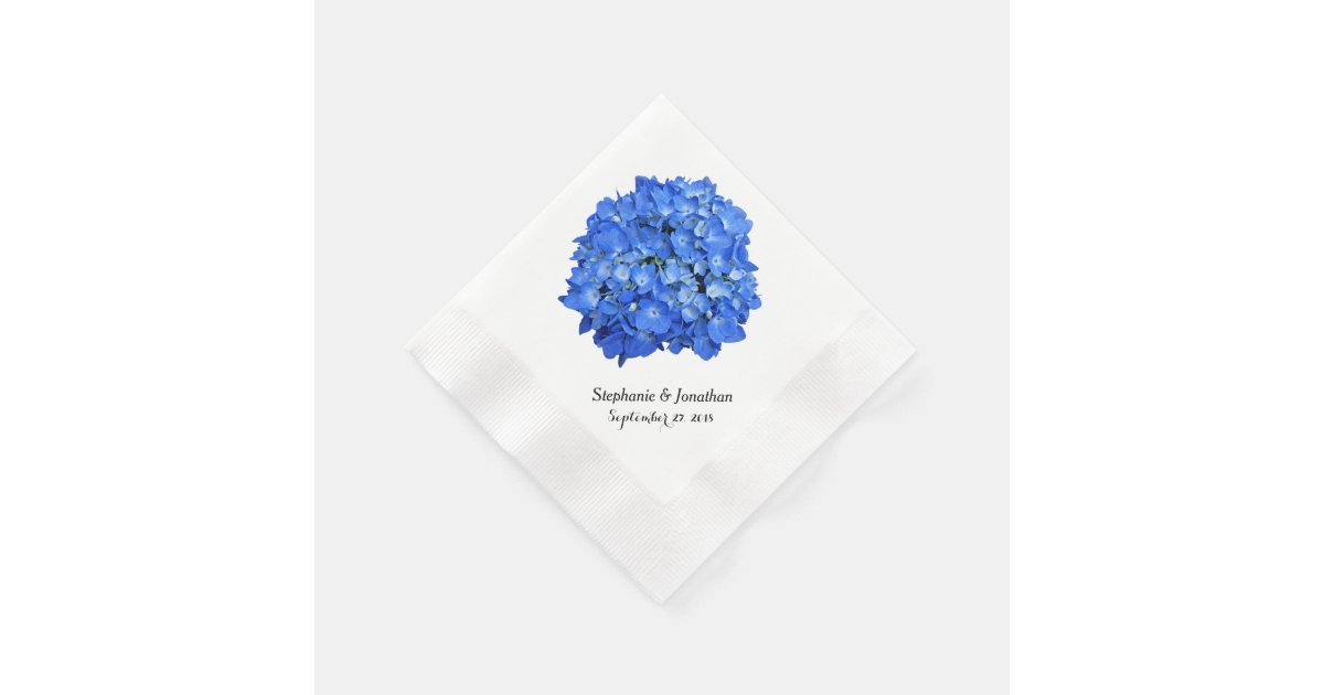 Blue Hydrangea Custom Floral Paper Napkins | Zazzle