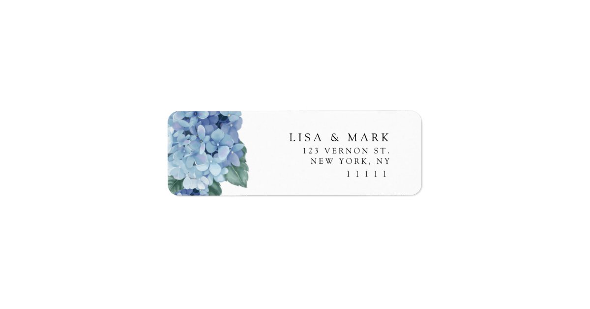 Blue Hydrangea Elegant Return Address Label | Zazzle