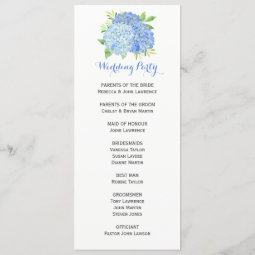Blue Hydrangea Floral Greenery Wedding Ceremony Program | Zazzle