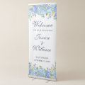 Blue Hydrangea Floral Greenery Wedding Welcome Retractable Banner | Zazzle