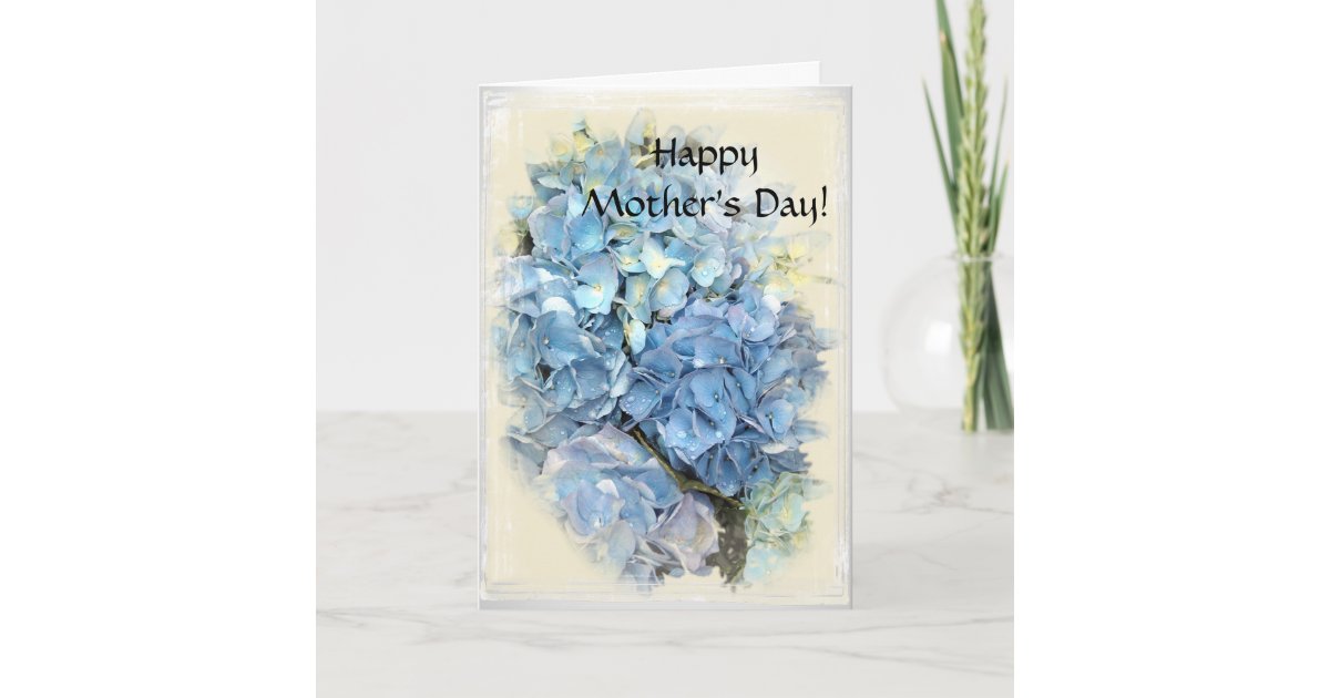 Blue Hydrangea Floral Happy Mothers Day Card | Zazzle