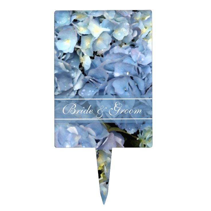 Blue Hydrangea Floral Wedding Cake Topper | Zazzle
