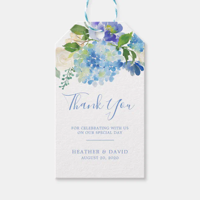 Blue Hydrangea Floral Wedding Favor Tags | Zazzle