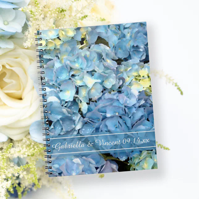 Blue Hydrangea Floral Wedding Notebook | Zazzle
