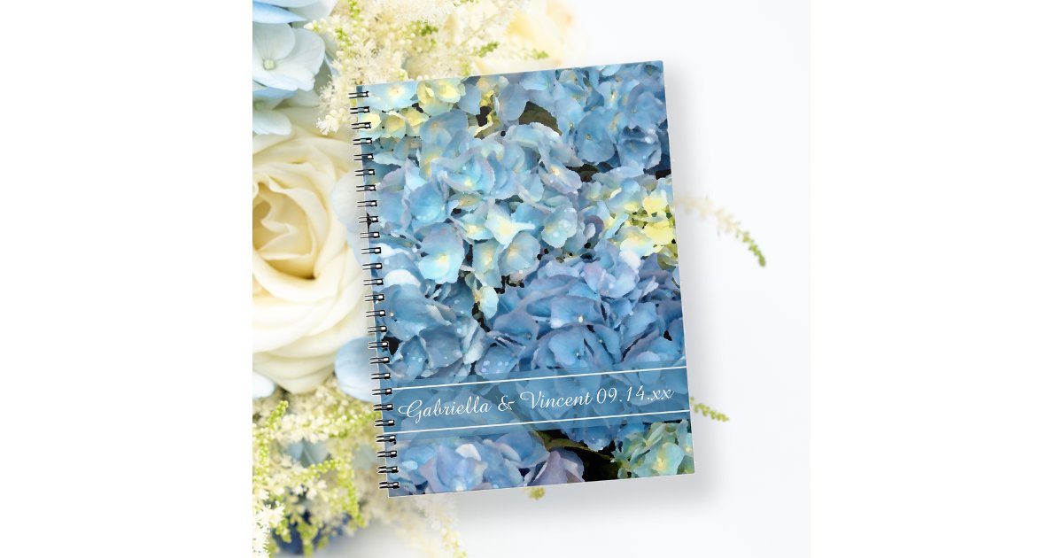 Blue Hydrangea Floral Wedding Notebook | Zazzle