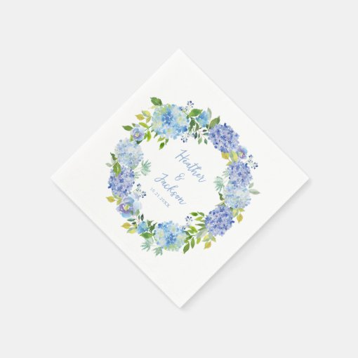 Blue Hydrangea Floral Wedding Paper Napkin | Zazzle