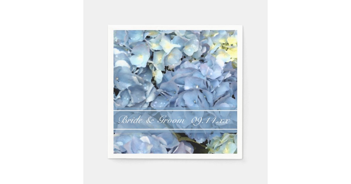 Blue Hydrangea Floral Wedding Paper Napkins | Zazzle