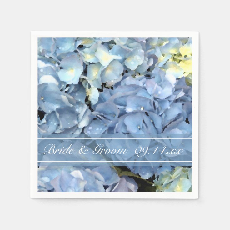 Blue Hydrangea Floral Wedding Paper Napkins | Zazzle