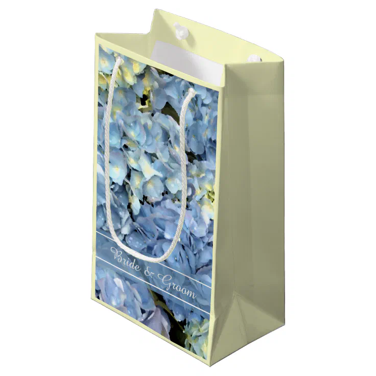 Blue Hydrangea Floral Wedding Small Gift Bag | Zazzle