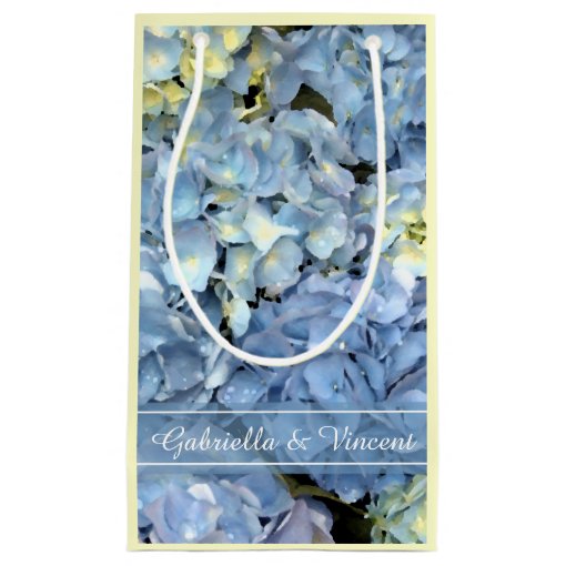 Blue Hydrangea Floral Wedding Small Gift Bag | Zazzle