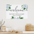 Blue Hydrangea Floral Welcome Sign Poster | Zazzle