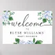 Blue Hydrangea Floral Welcome Sign Poster | Zazzle