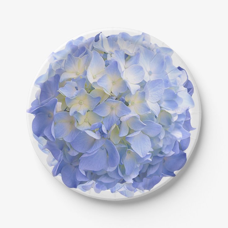 Blue Hydrangea Flower Paper Party Wedding Plates | Zazzle