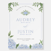 Blue Hydrangea Flower Personalized Welcome Wedding Foam Board | Zazzle