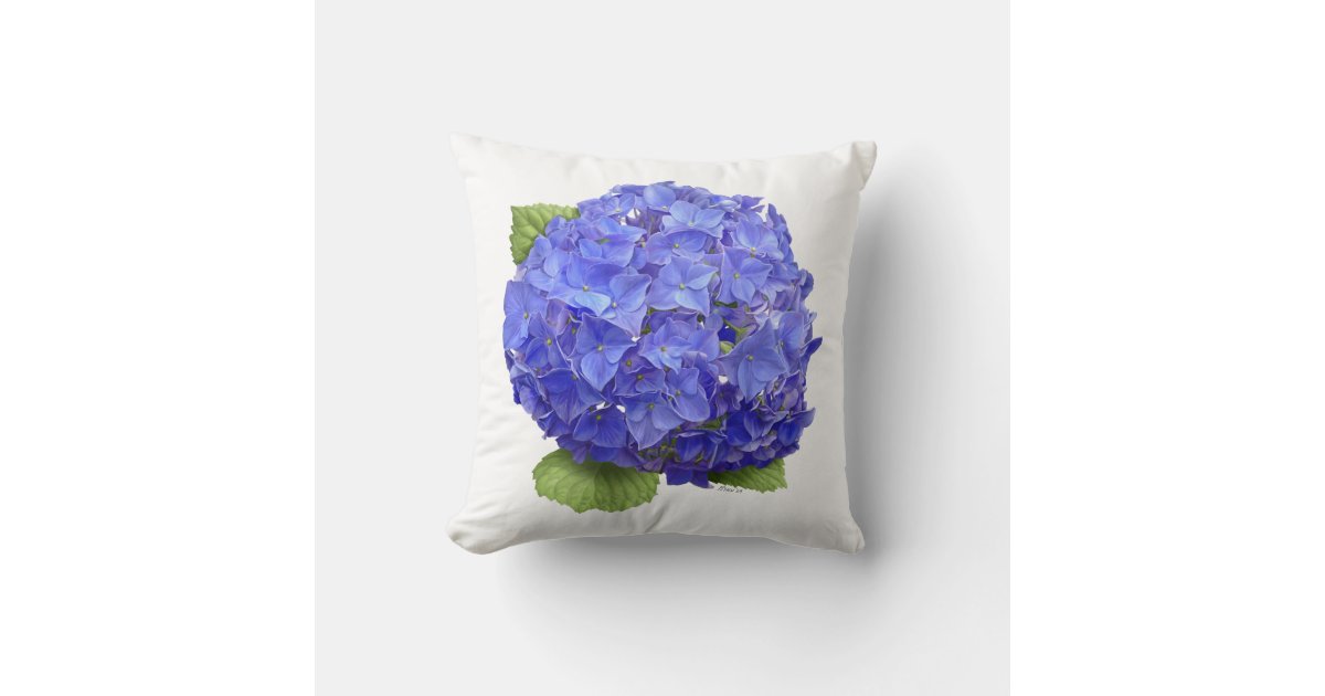 Blue Hydrangea Flower Throw Pillow | Zazzle