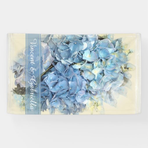 Blue Hydrangea Flower Wedding Banner | Zazzle