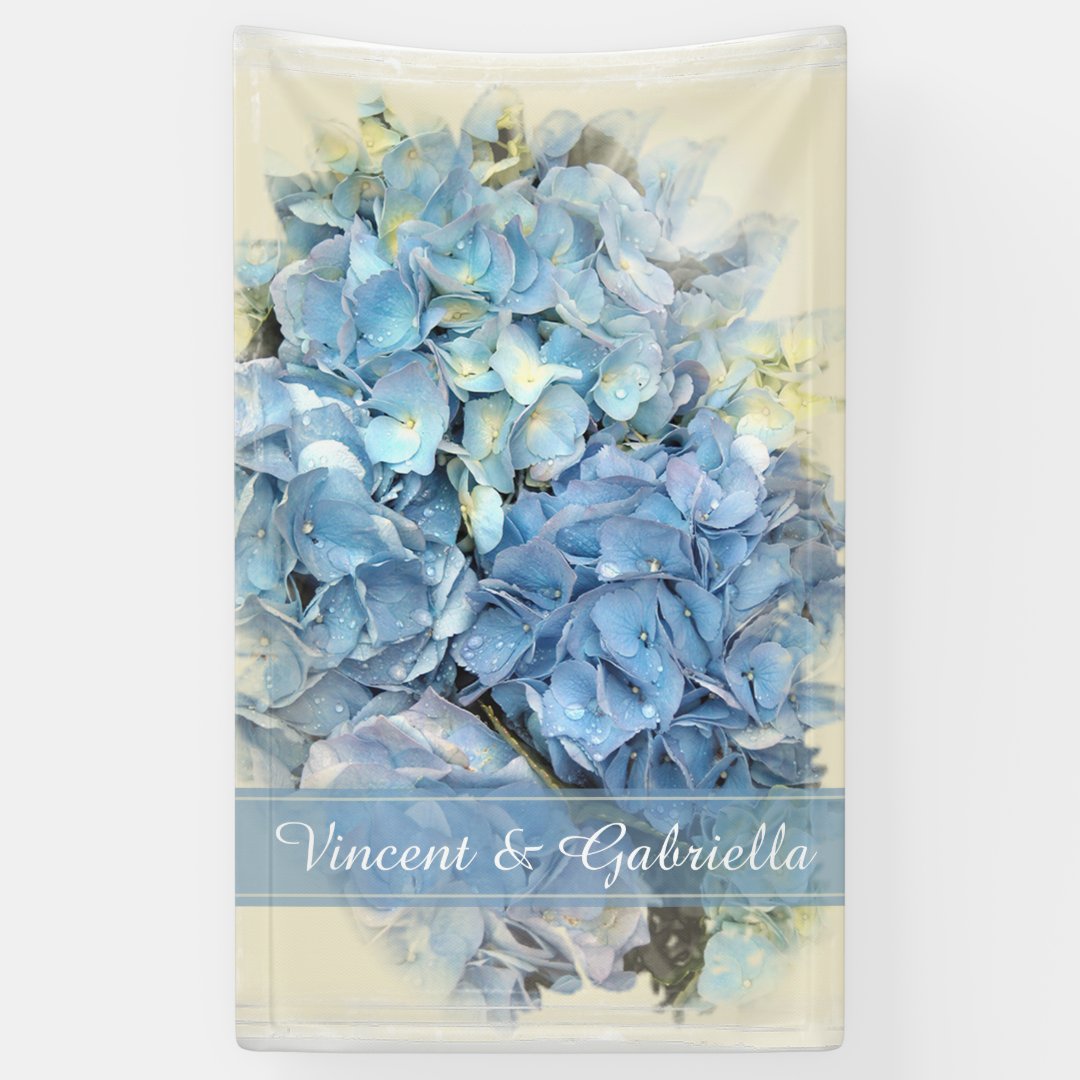 Blue Hydrangea Flower Wedding Banner | Zazzle