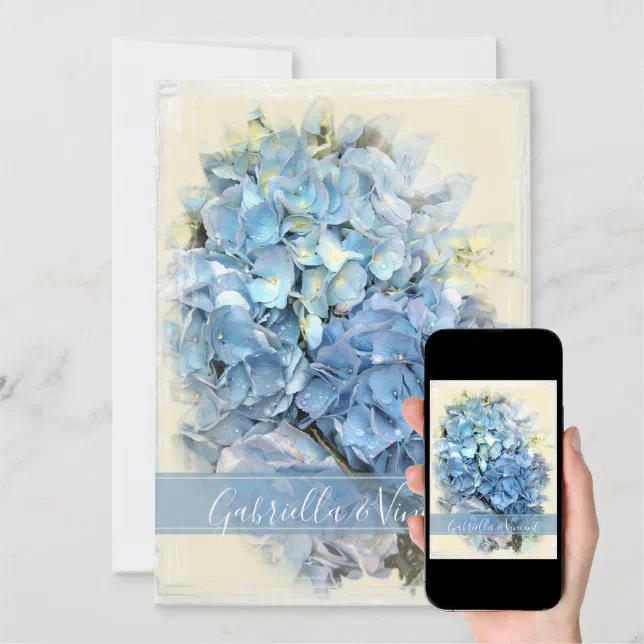 Blue Hydrangea Flower Wedding Invitation | Zazzle
