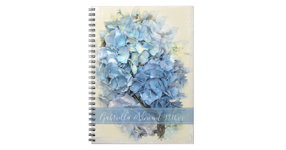 Blue Hydrangea Flower Wedding Notebook | Zazzle