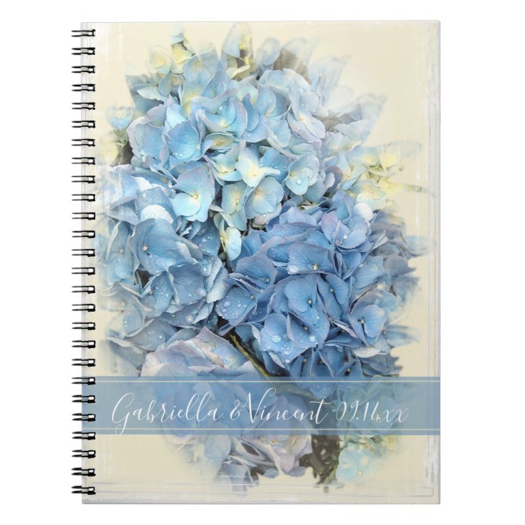 Blue Hydrangea Flower Wedding Notebook | Zazzle