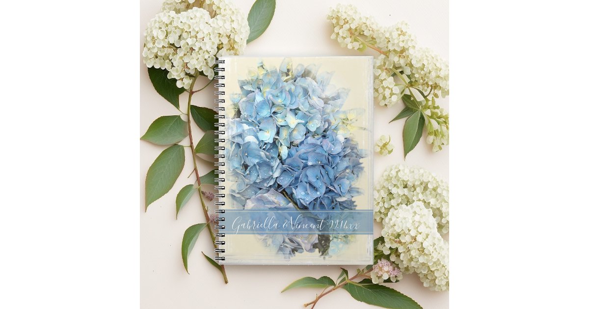 Blue Hydrangea Flower Wedding Notebook | Zazzle