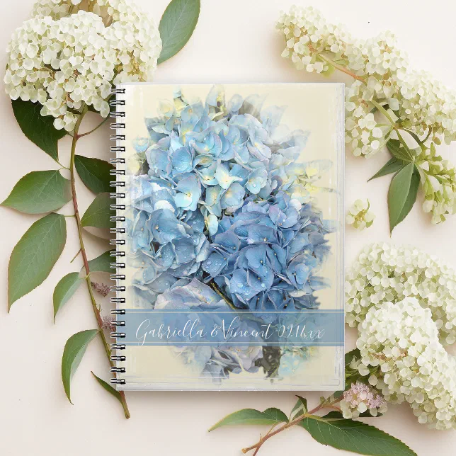 Blue Hydrangea Flower Wedding Notebook | Zazzle
