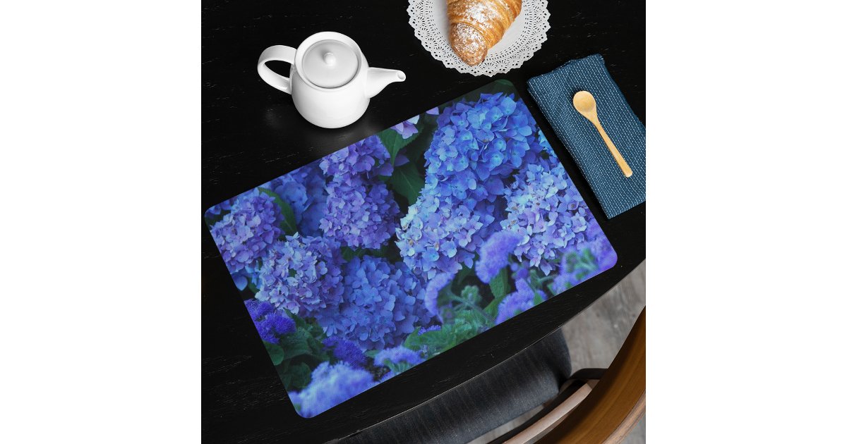 Blue Hydrangea Flowers Floral Placemat | Zazzle
