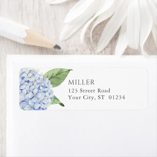 Blue Hydrangea Flowers Personalized Address Label | Zazzle