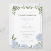 Blue Hydrangea Flowers, Personalized Crest Wedding Invitation | Zazzle