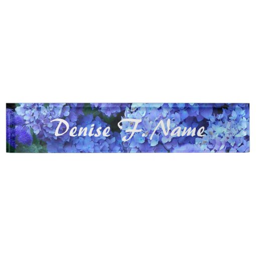 Blue Hydrangea Flowers Personalized Floral Desk Name Plate | Zazzle