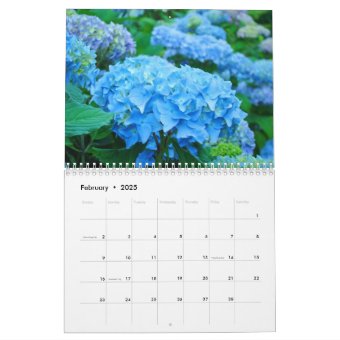 Blue Hydrangea Garden Calendar Floral Botanical | Zazzle