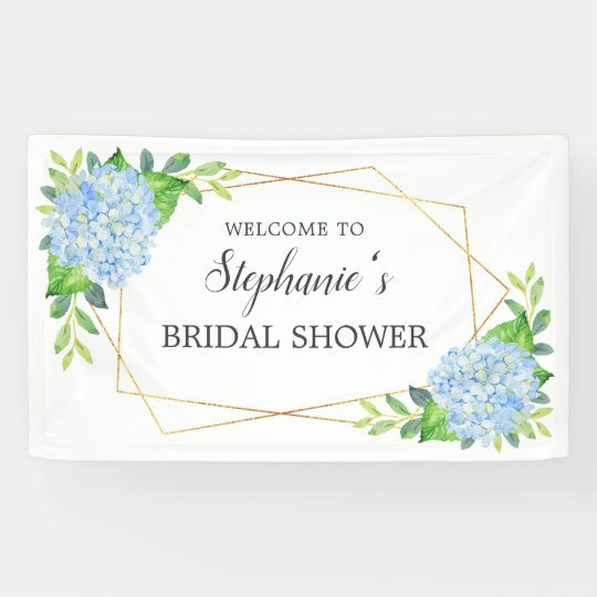 Blue Hydrangea Geometric Floral Bridal Shower Banner | Zazzle.com