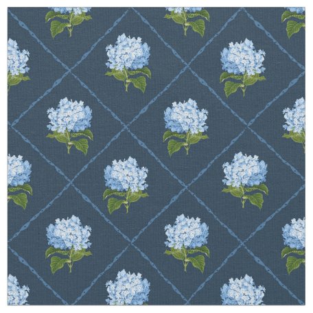Blue Hydrangea Grandmillennial Fabric | Zazzle