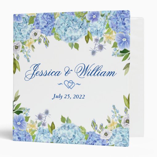 Blue Hydrangea Greenery Custom Wedding Binder | Zazzle