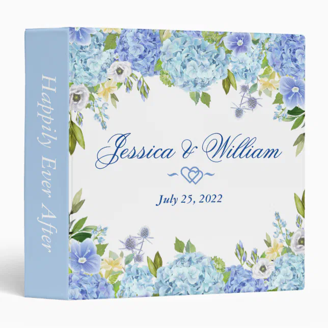 Blue Hydrangea Greenery Custom Wedding Binder | Zazzle