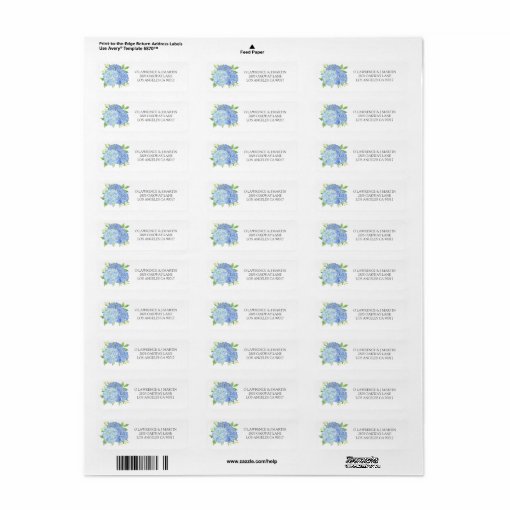 Blue Hydrangea Leaves Floral Wedding Label | Zazzle