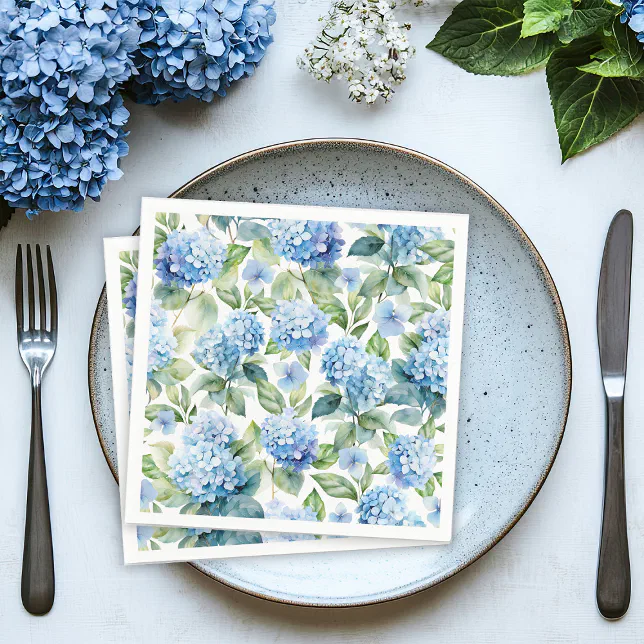 Blue Hydrangea Napkins | Zazzle