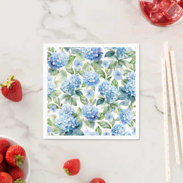 Blue Hydrangea Napkins | Zazzle