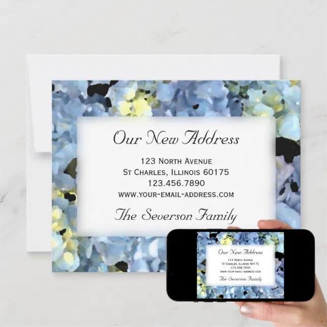 Blue Hydrangea New Address Announcement | Zazzle