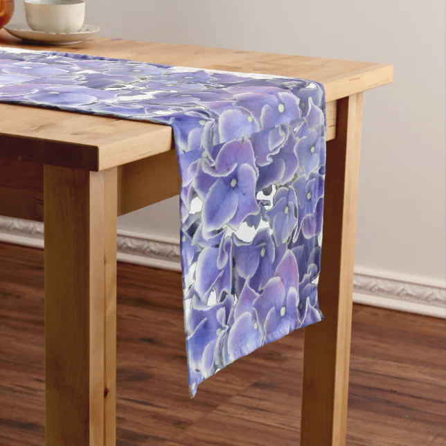 Blue Hydrangea Pattern Table Runner | Zazzle