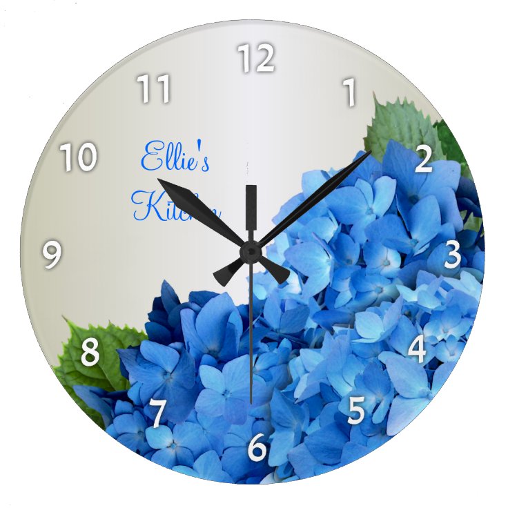 Blue Hydrangea Personalized Numbered Wall Clock | Zazzle