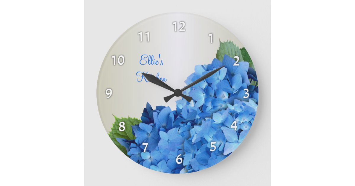 Blue Hydrangea Personalized Numbered Wall Clock | Zazzle