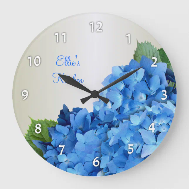 Blue Hydrangea Personalized Numbered Wall Clock | Zazzle