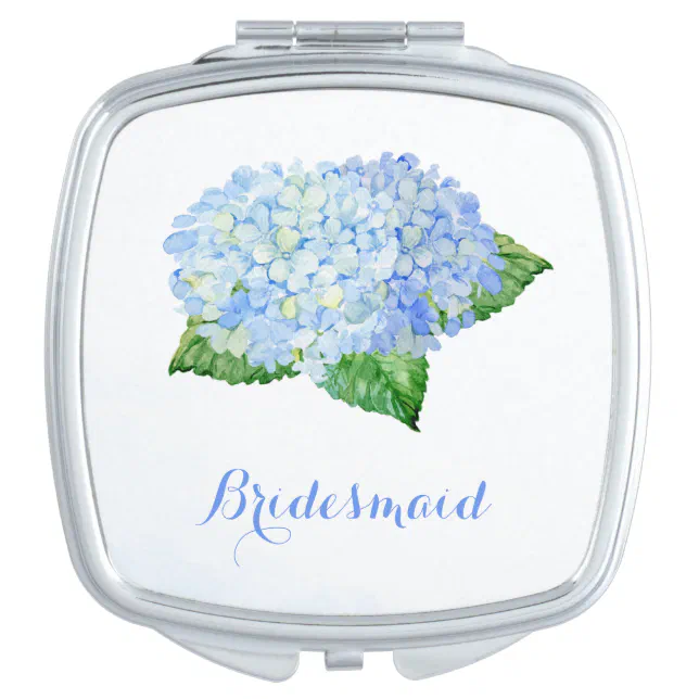 Blue Hydrangea Pretty Watercolor Compact Mirror | Zazzle