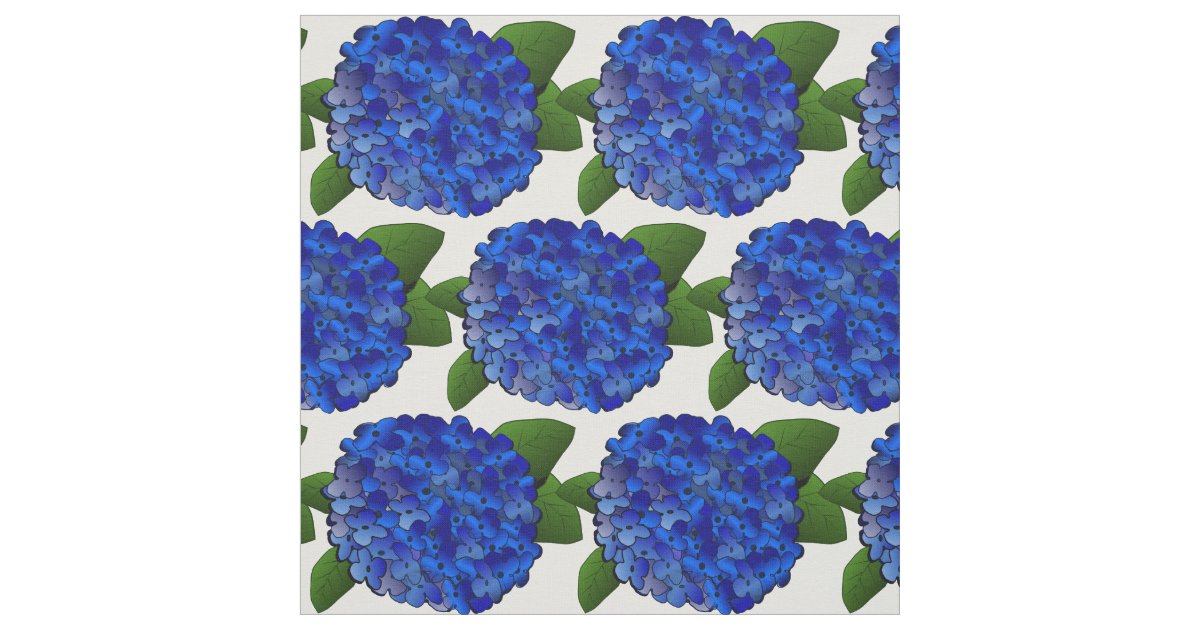 Blue Hydrangea Print Fabric | Zazzle