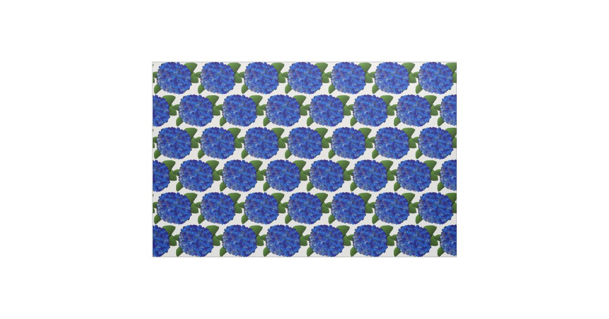 Blue Hydrangea Print Fabric | Zazzle