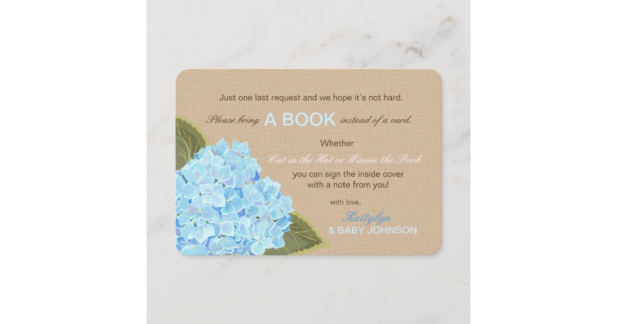 Blue Hydrangea Rustic Read a Book Card | Zazzle