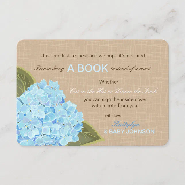 Blue Hydrangea Rustic Read a Book Card | Zazzle