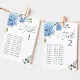Blue Hydrangea Table Number Seating Chart Cards | Zazzle