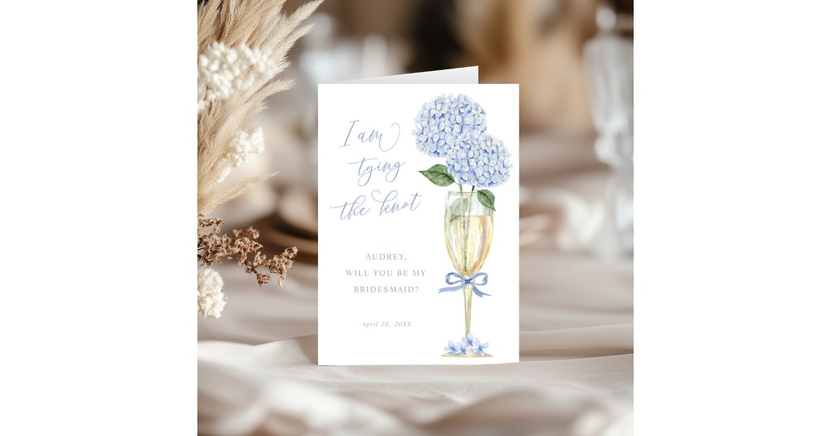 Blue Hydrangea Tying the Knot Bridal Proposal Card | Zazzle